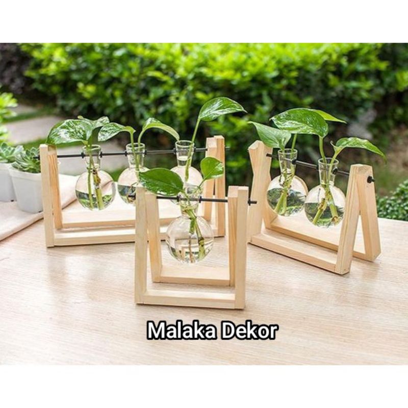 Jual Vas Kaca Bunga Unik Estetik Menarik Model Gawang Warna Natural isi ...