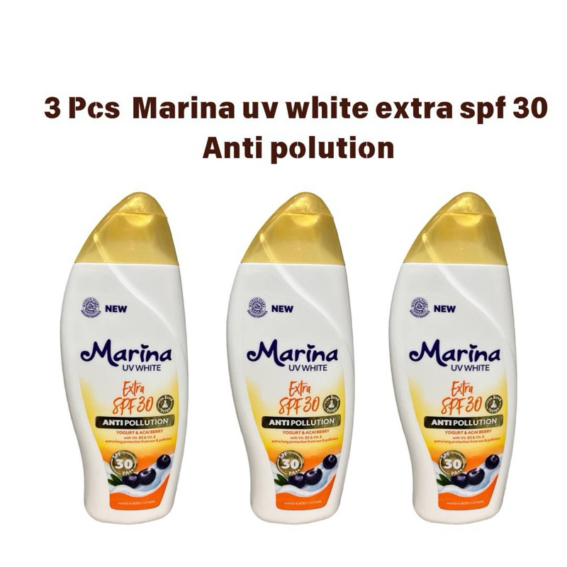Jual Paket isi 2 dan 3 Marina Uv white Extra SPF 30 Anti Polutan Kemasan 185ml | Shopee Indonesia