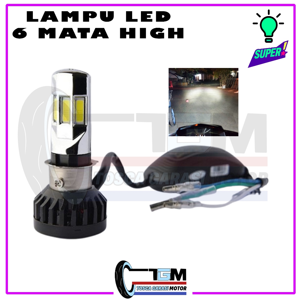 Jual LAMPU DEPAN MOTOR LED BOHLAM DEPAN MOTOR LED 35W 6 MATA LED ...