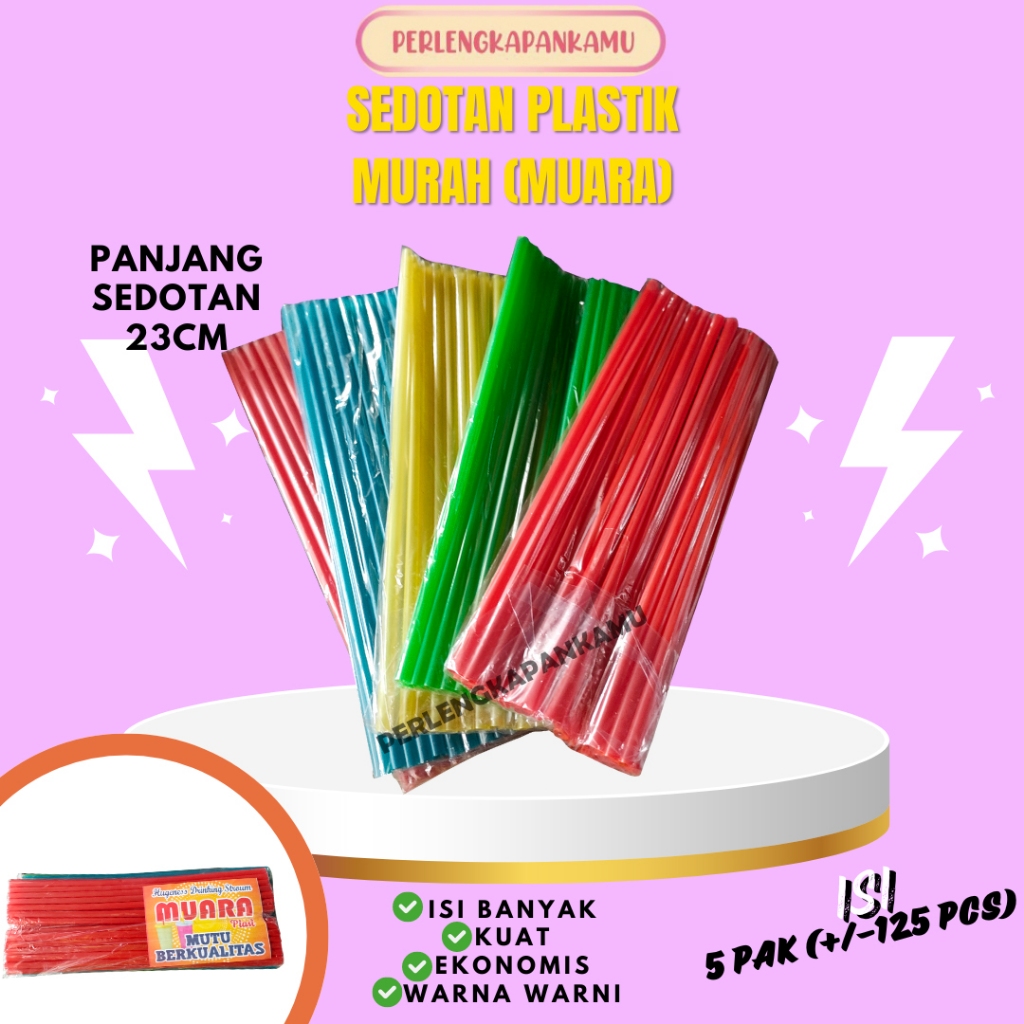 Jual Sedotan Plastik Warna Warni Sedotan Murah Ekonomis 5 Pak Warna ...