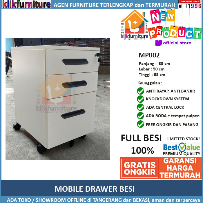 Jual MP002 Pedestal Meja 3 Laci Drawer Besi | Cabinet Laci Meja roda ...