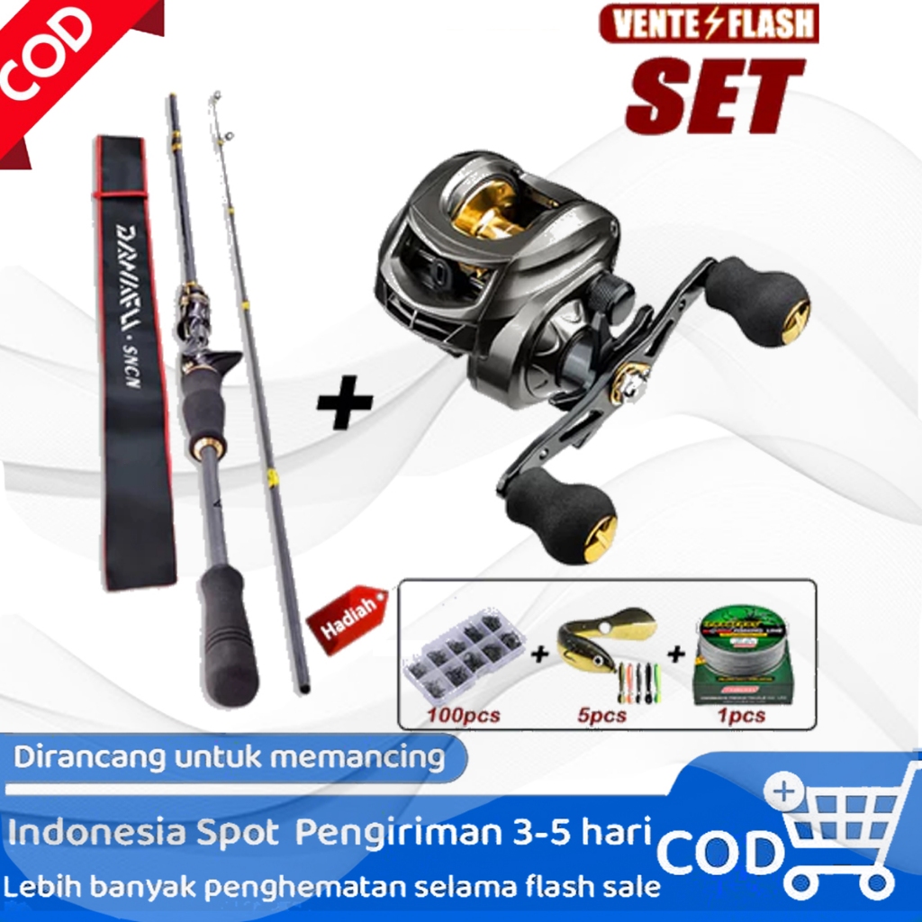 Jual DAIWA Joran Pancing Set 1.8M 2 Bagian Casting Fishing Rod dan 7.2:1 BC Set Joran Pancing ...