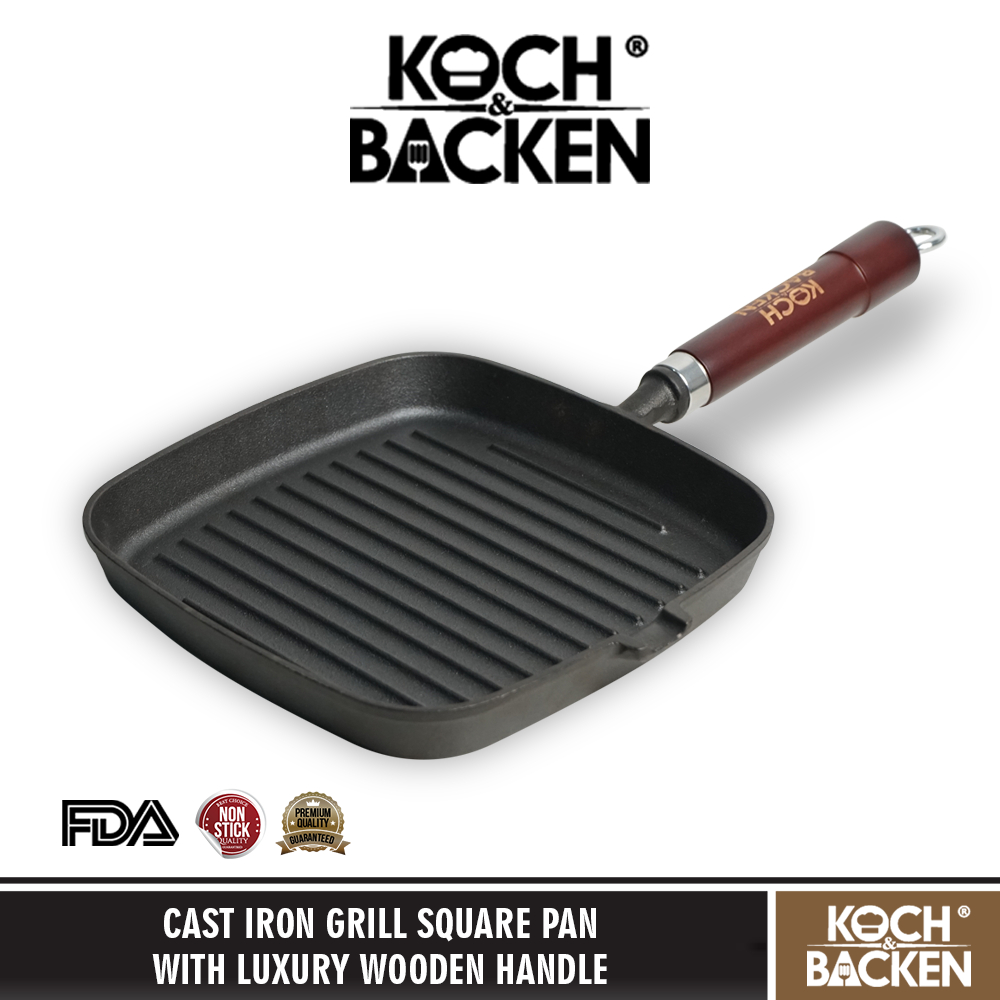 Jual KOCH&BACKEN Cast Iron Grill Square Pan With Luxury Handle 22cm ...