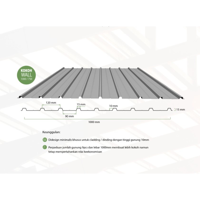 Jual ATAP SPANDEK KOKOH WALL 1000 TEBAL 0,30 - 0,50 MM | Shopee Indonesia