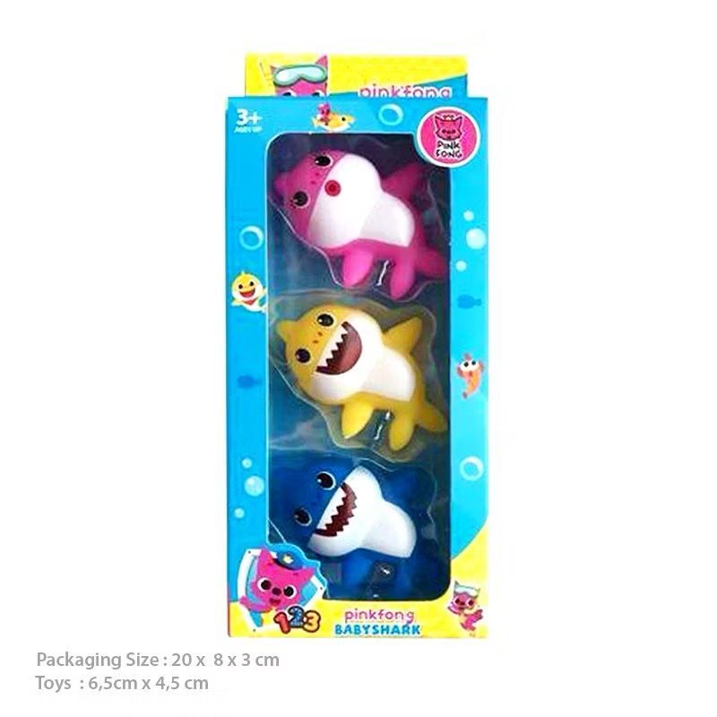 Jual Mainan Baby shark pencet bunyi isi 3 / Mini Bath Toys Baby Shark ...