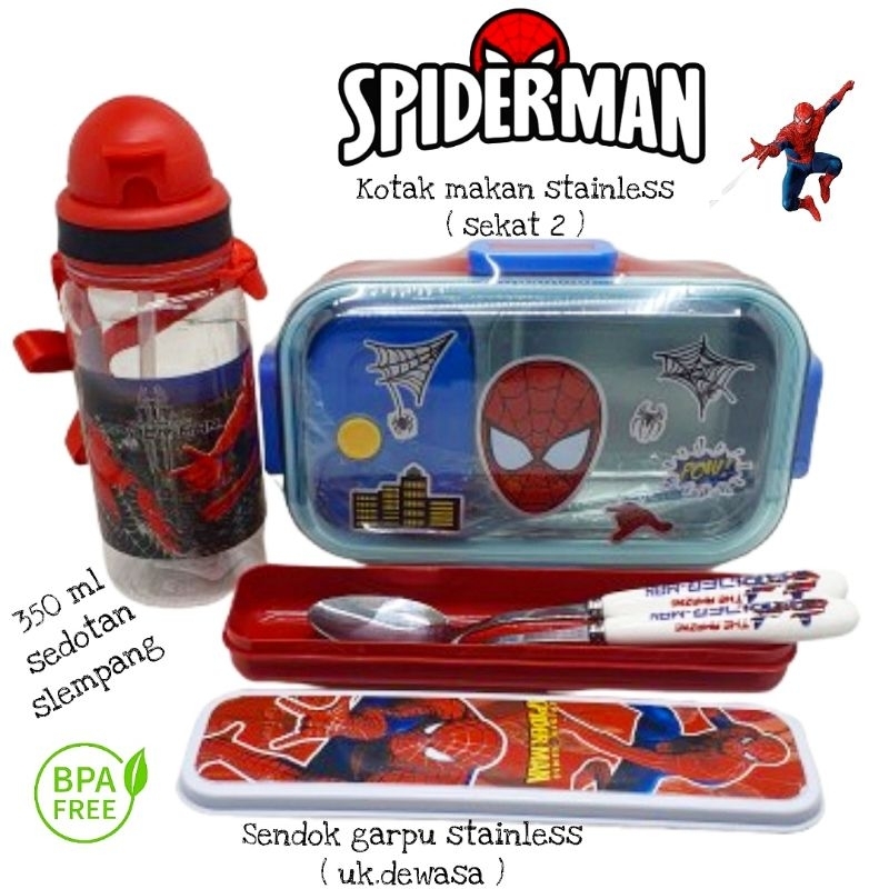 Jual set bekal anak spiderman sekat stainless | Shopee Indonesia