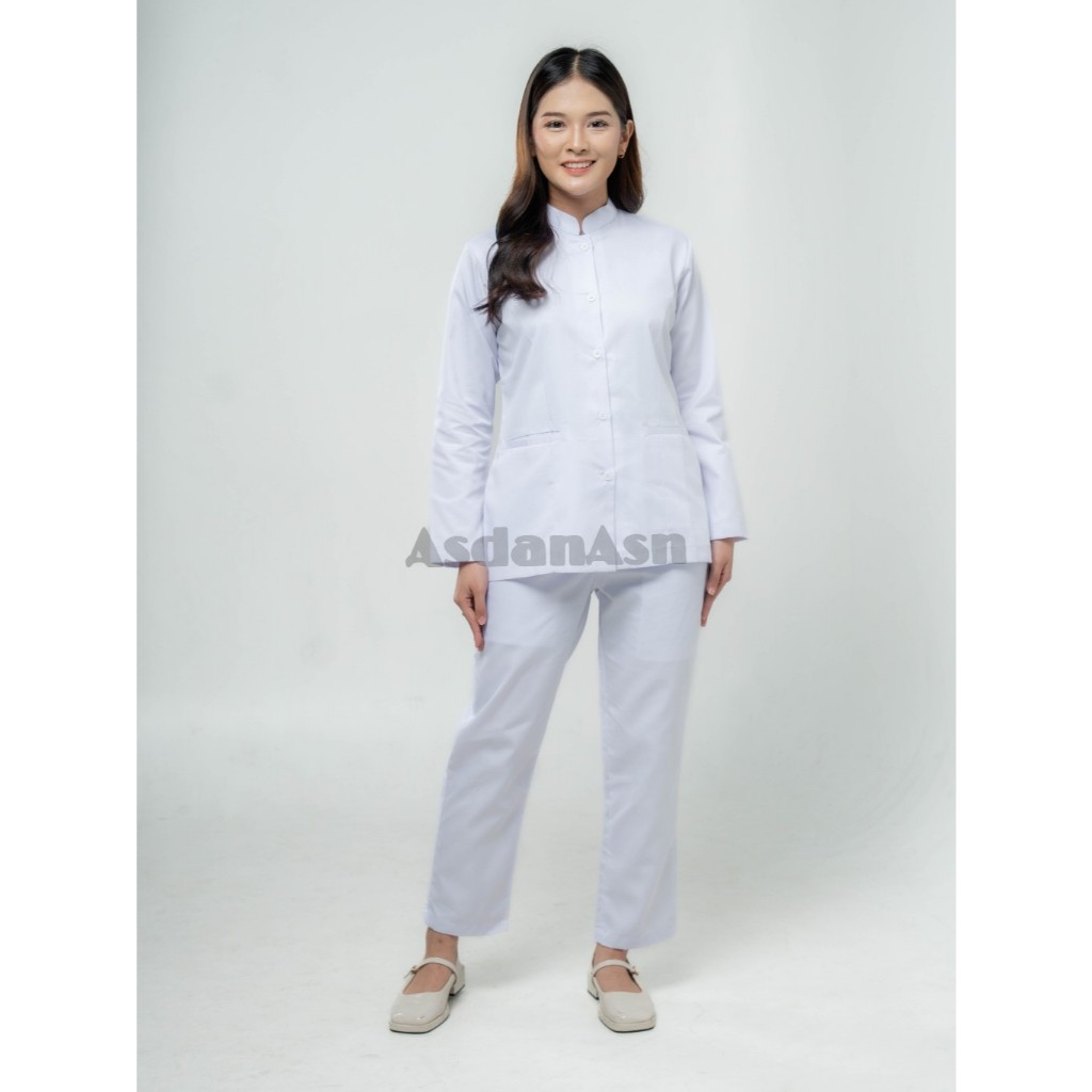 Jual [PAKAI PURING] Baju Perawat Putih Wanita Lengan Panjang, Seragam ...