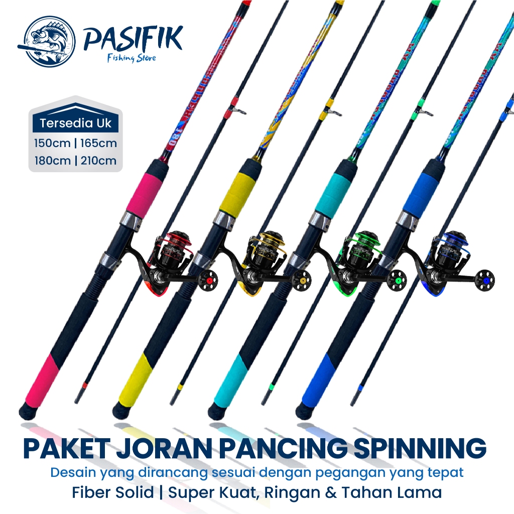 Jual Paket Set Joran Pancing MA One Spinning JB001 1.50M 1.65M 1.80M Reel Pancing Series DM1000 ...