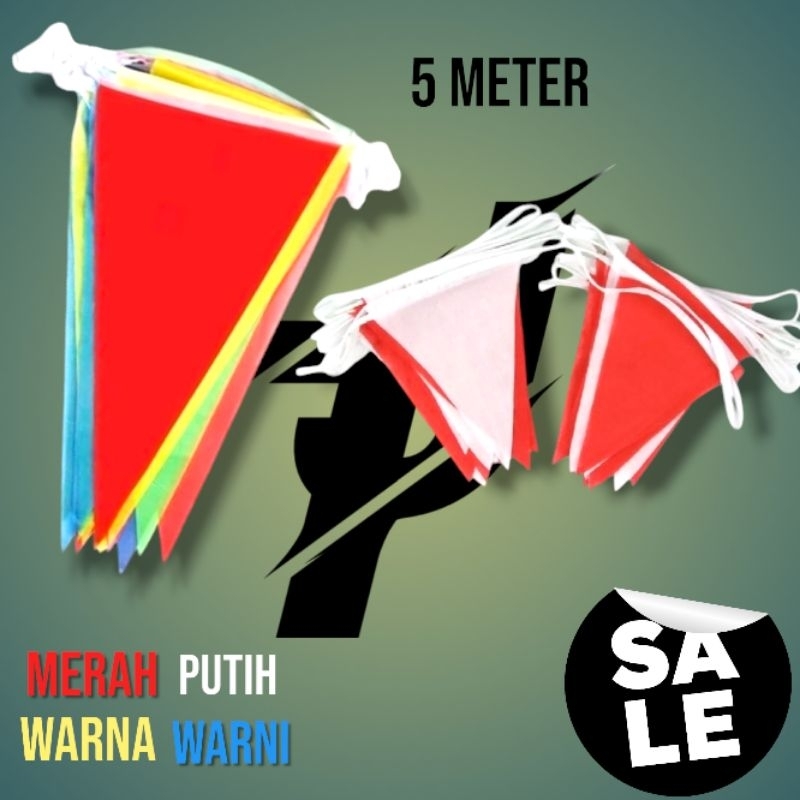 Jual Bendera Segitiga Renteng Merah putih/warna warni 5 meter | Shopee Indonesia