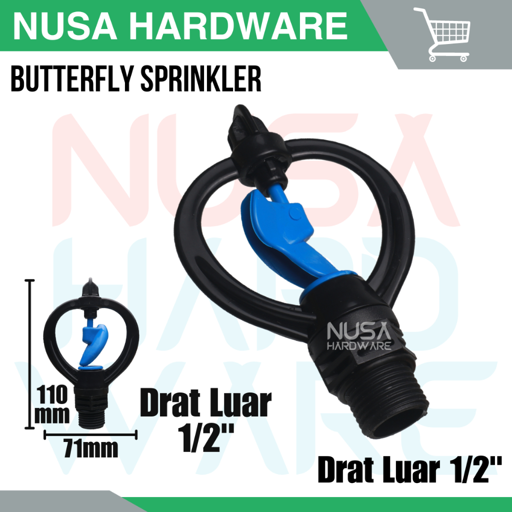 Jual Butterfly Sprinkle Kupu Kupu Bulat Segitiga Drat Luar Dalam 1/2" 3 ...