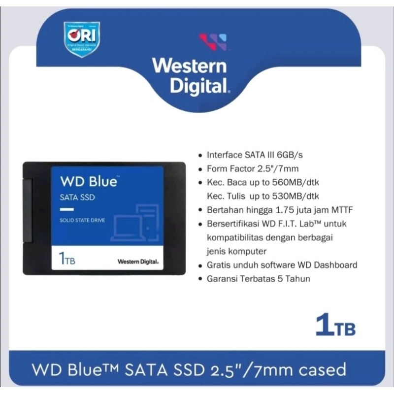 Jual SSD WD Blue SA510 1TB - SSD Internal SATA | Shopee Indonesia