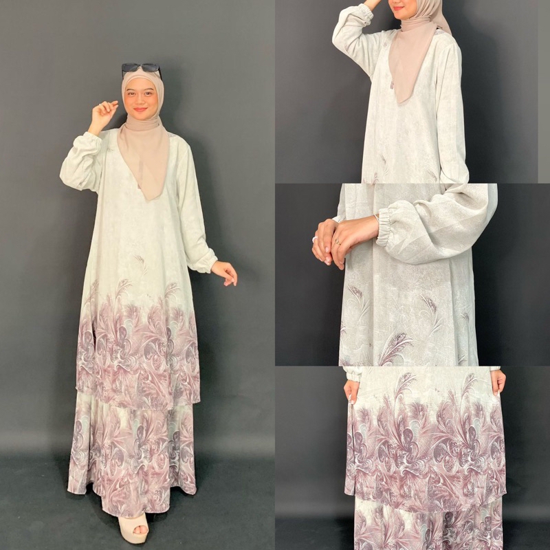 Jual SHANUM SALUR MOTIF ATAS BAWAH GAMIS PREMIUM CERUTI FULL PURING ...