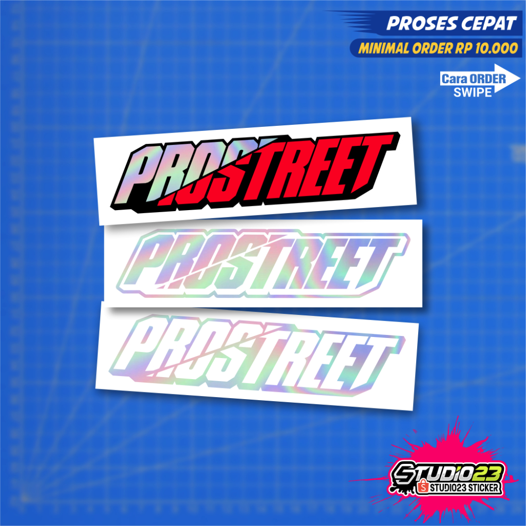 Jual Sticker PROSTREET Hologram pelangi Stiker cutting Murah | Shopee ...