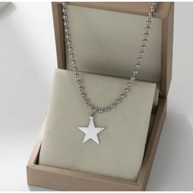Jual KALUNG RANTAI BULAT MODEL LIONTIN STARS ANTI KARAT | Shopee Indonesia