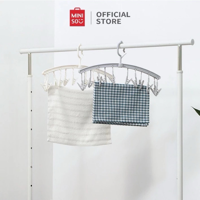 Jual COD Bali Miniso Foldable Hanger With 12 Clips Hanger Jemuran ...