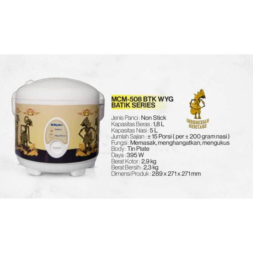 Jual MIYAKO MCM - 508 WAYANG Batik Series. Magic Warmer 508 Miyako Rice ...