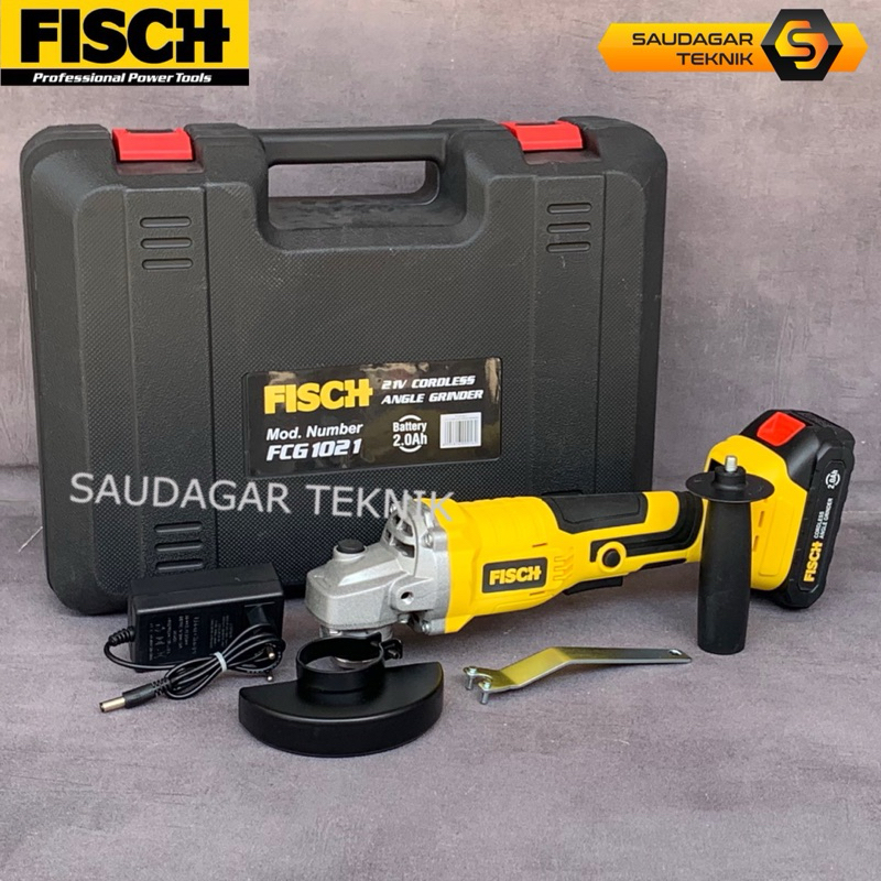 Jual Mesin Gerinda Tangan Baterai Batre 4 Inch Fisch Cordless Angle ...