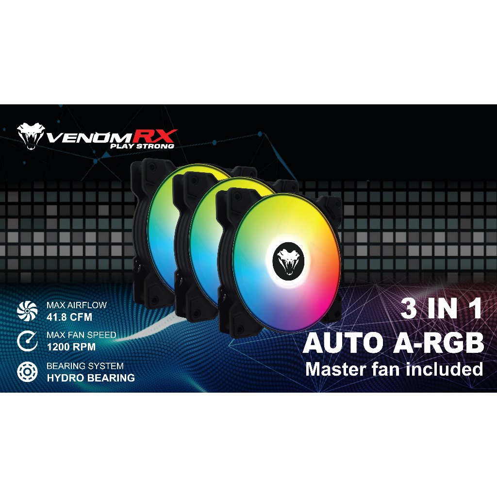 Jual VENOMRX FAN RHOMBUS AUTO ARGB 3-PACK BLACK WHITE (AA) | Shopee ...
