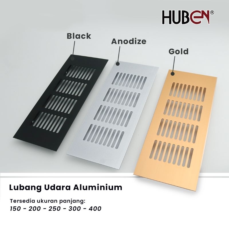 Jual HUBEN LUA 50 80 Lubang Udara GOLD HITAM ANODIZE Aluminium 8 x 15 ...
