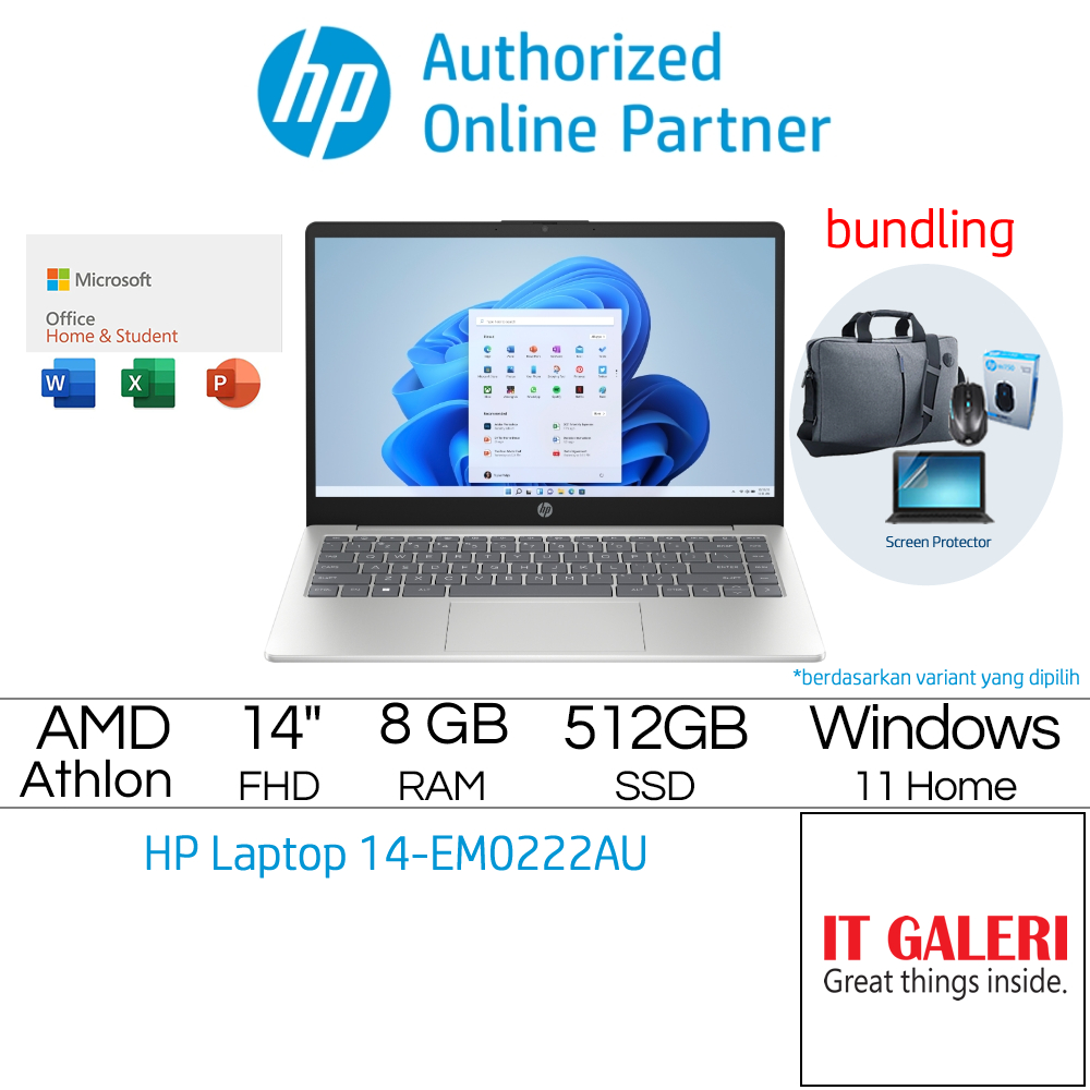 Jual HP 14-EM0223AU AMD Athlon ™7120U - RAM 8 GB - 512 GB - 14 ...