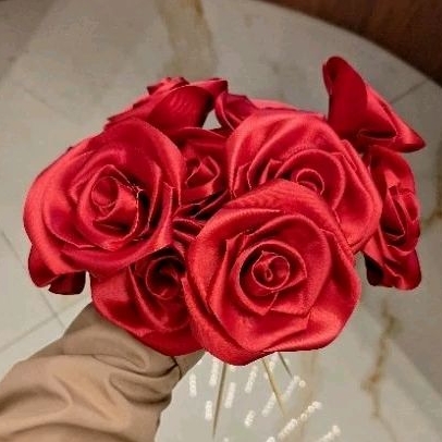 Jual (De'flourish) Bunga Pita Satin Maroon dan Biru Jumbo untuk Hiasan ...