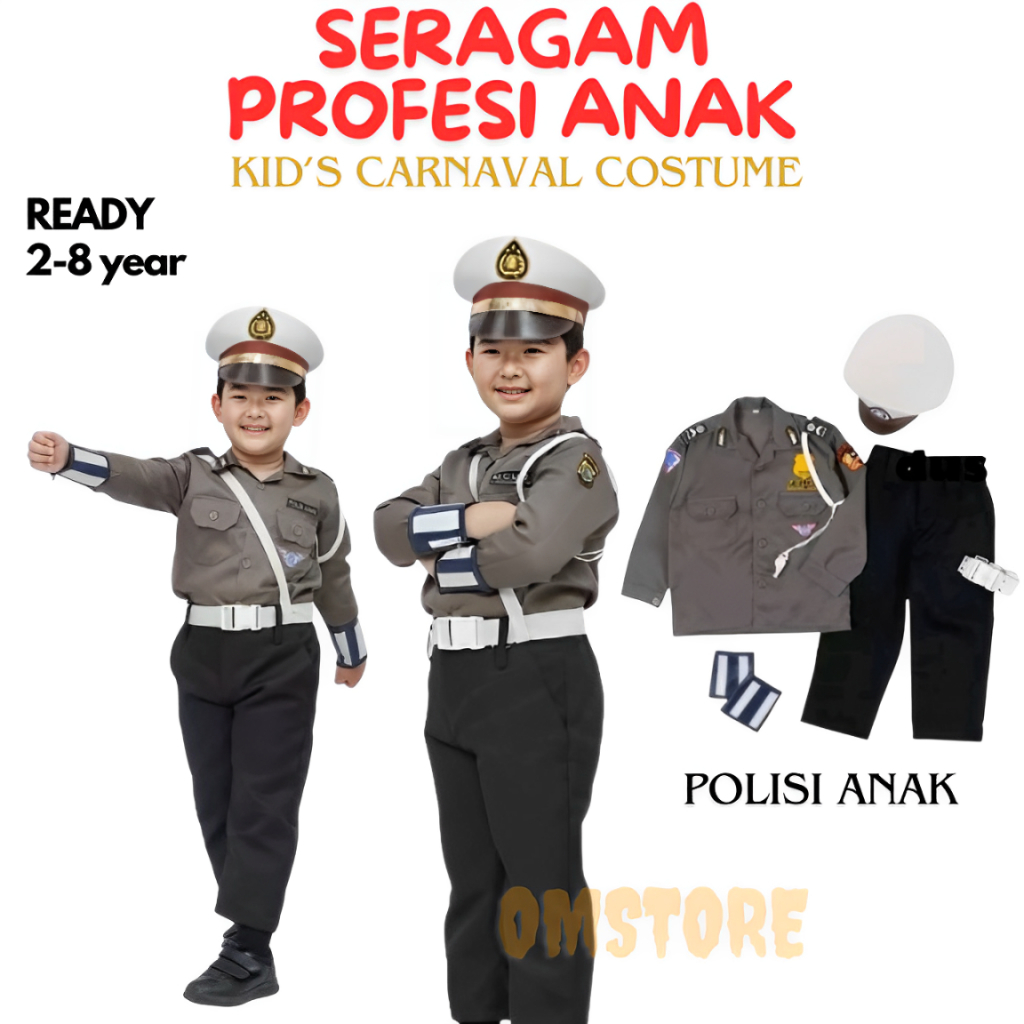 Jual BAJU POLISI ANAK TK / POCIL KOSTUM CARNAVAL POLISI LAULINTAS ANAK ...
