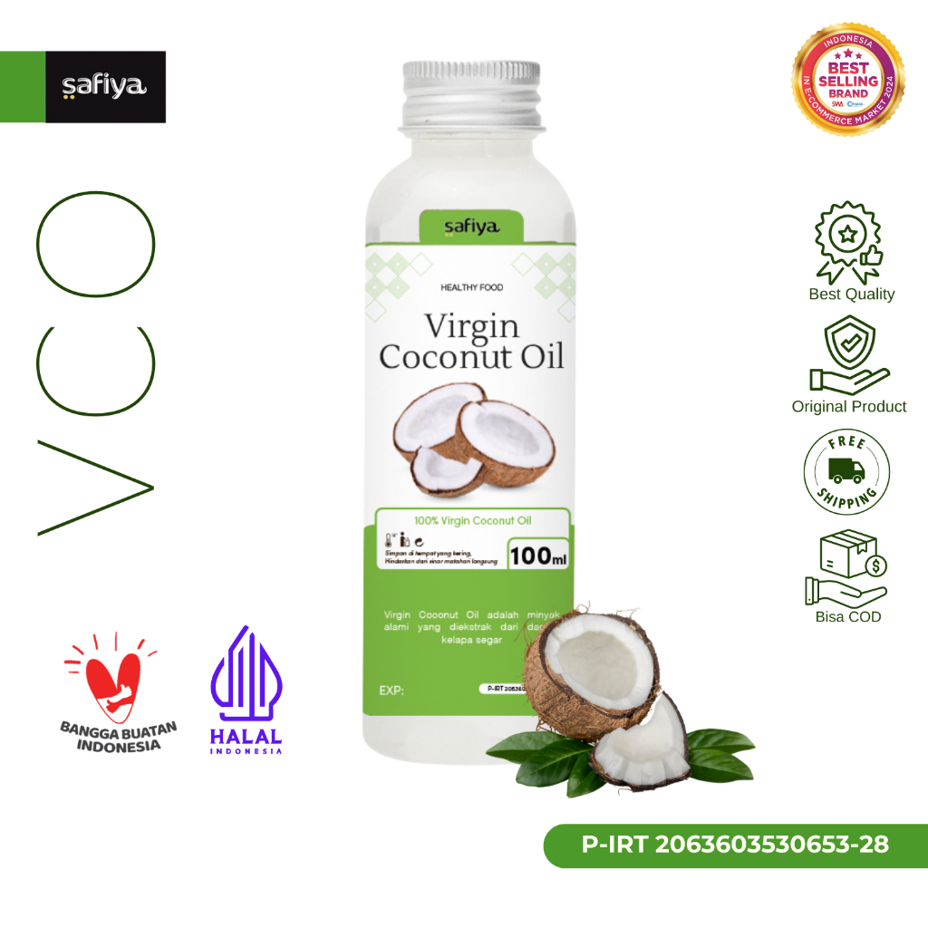 Jual Safiya Virgin Coconut Oil 100 ML VCO Minyak Kelapa Murni Premium | Shopee Indonesia
