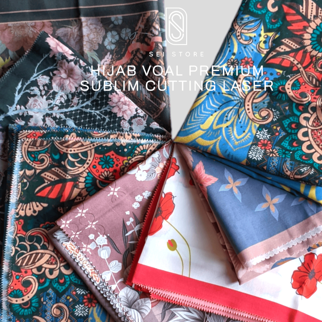 Jual Hijab motif bunga, Voal Premium Sublim Cutting Laser Motif ...