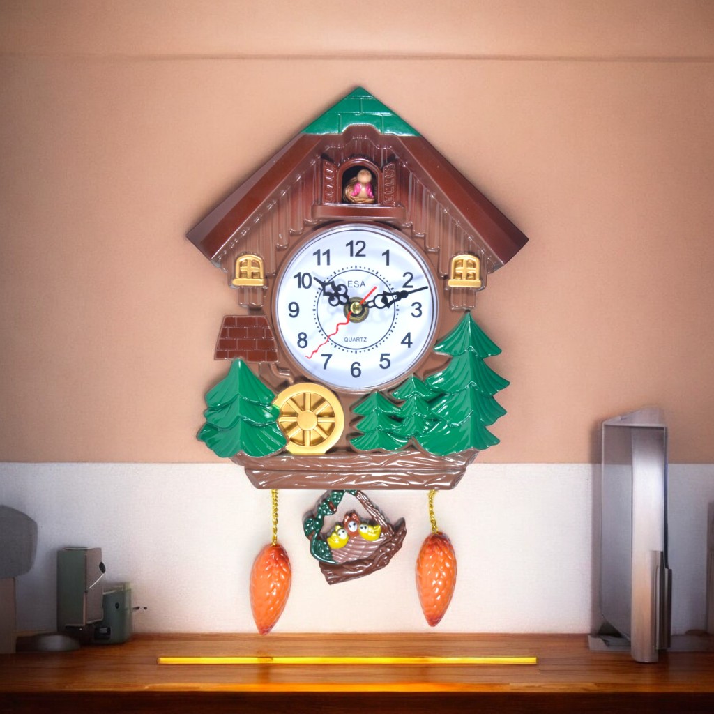 Jual ESA Jam Dinding Kikuk Cuckoo Bunyi Tiap Jam E22 | Shopee Indonesia