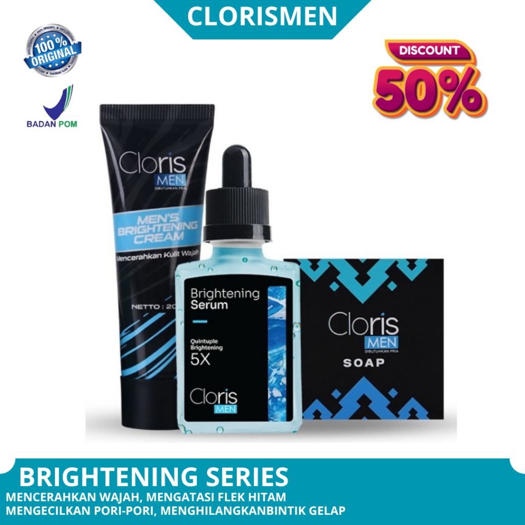 Jual Clorismen Brightening Series Paket Skincare Pria Mencerahkan Wajah ...
