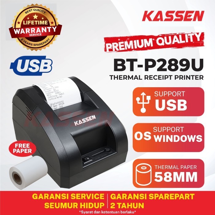 Jual Mini Printer Struk Kasir Kassen BT-P289 Cetak Thermal 58mm (USB ...