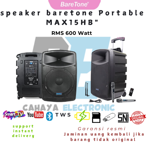 Jual Speaker Portable baretone MAX15HB MAX 15HB 15 Inch TWS Bluetooth/Usb Original Garansi Resmi ...