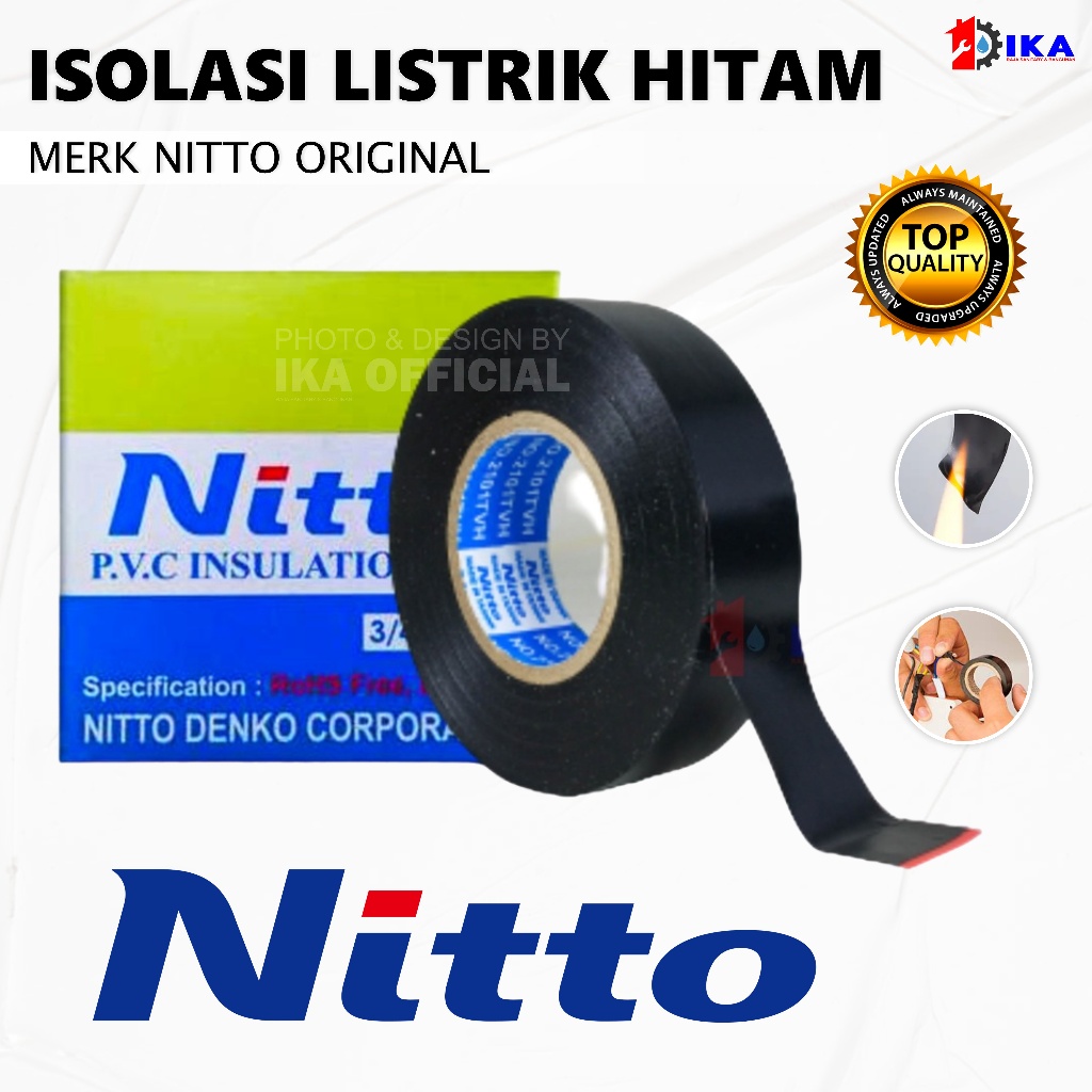 Jual Isolasi NITTO ORIGINAL 100% 3/4" X 25 M lakban listrik hitam ...