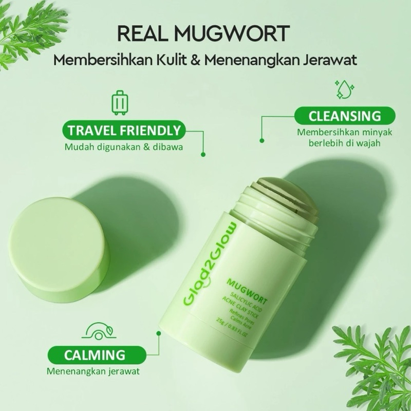 Jual Glad 2 Glow mugwort Acne Clay Stik(Masker wajah ) | Shopee Indonesia