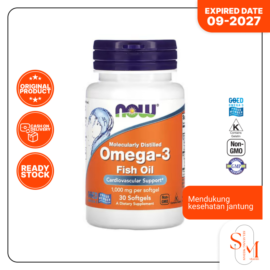Jual Vitamin Omega-3 1000mg Isi 30 Softgels Now Foods - Fish Oil Minyak ...