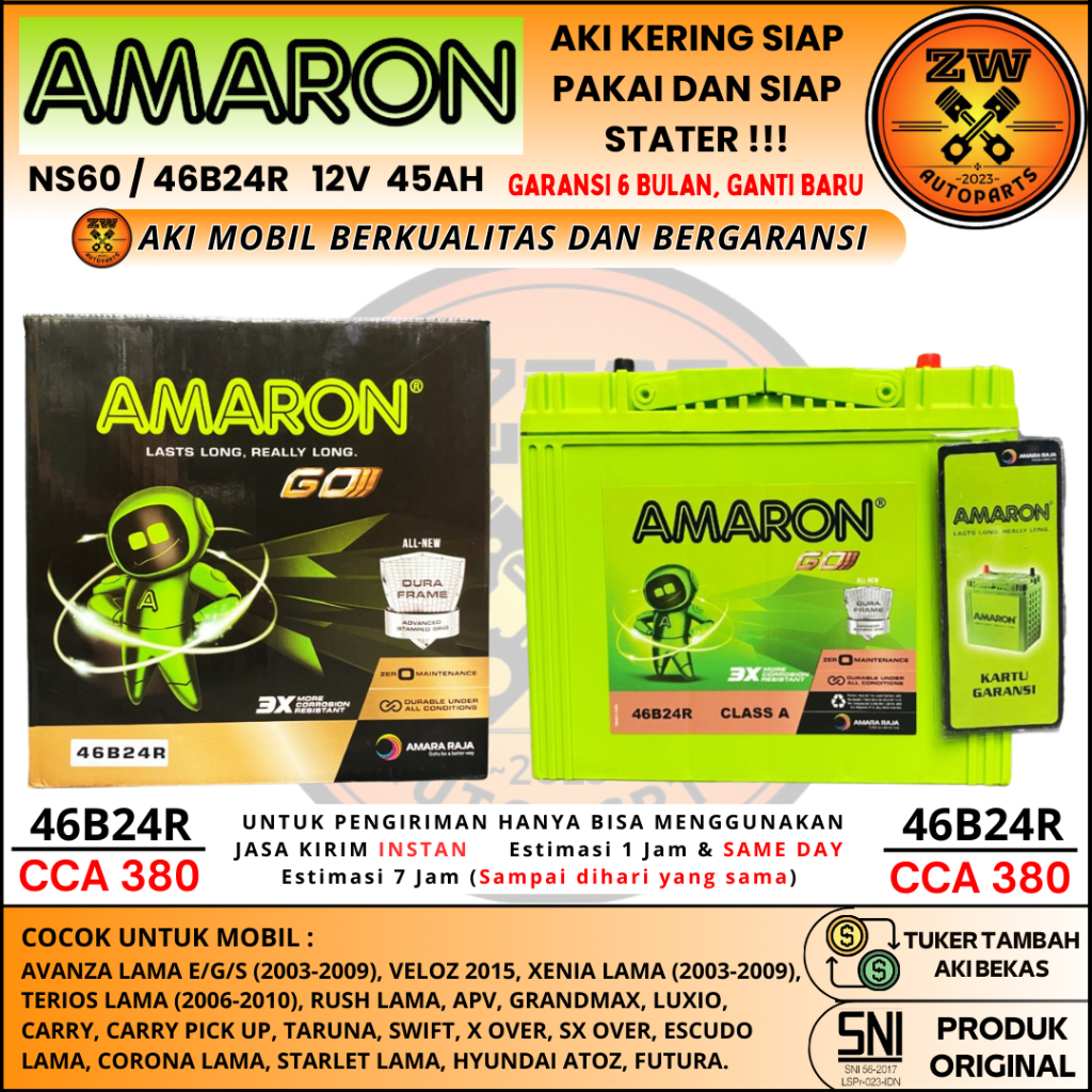 Jual AKI MOBIL XENIA LAMA, AVANZA LAMA, APV, RUSH NS60 / 46B24R AMARON GO ORI | Shopee Indonesia