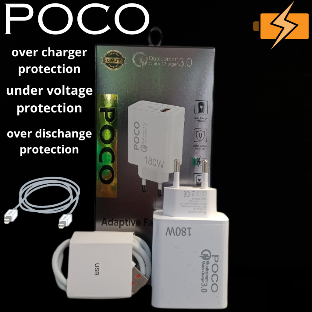 Jual kepala charger set poco adaptive Fast charging 180W USB-C | Shopee ...