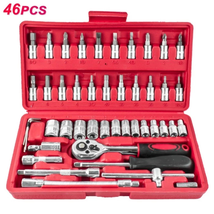 Jual Original Set Kunci Shock 1/4 Socket + Obeng Socket Set 46 Pcs ...