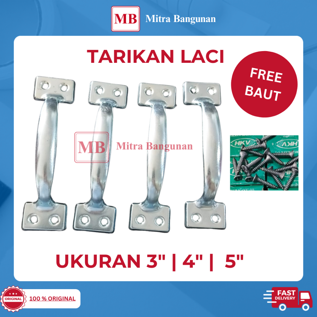 Jual CHROME GAGANG LACI / TARIKAN LACI UKURAN 3" | 4" | 5" FREE BAUT ...