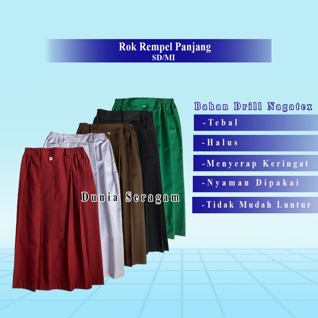 Jual Seragam Sekolah SD SMP SMA Perempuan Rok Panjang Sekolah SD Rempel Lipit Plisket by istana ...