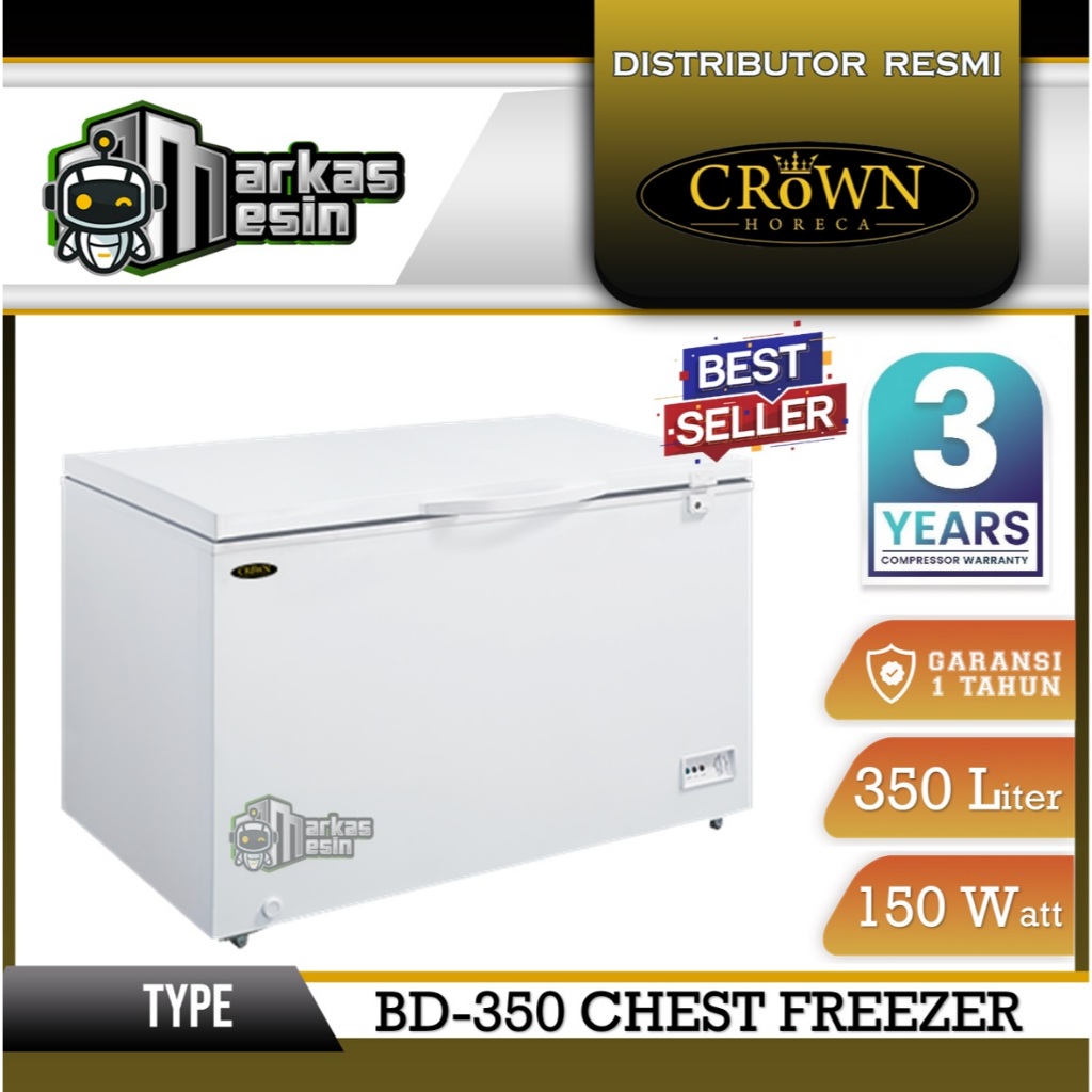 Jual Chest Freezer Crown BD-350 Lemari Pembeku Frozen Food Kulkas ...
