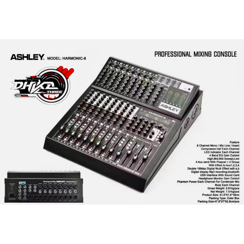 Jual MIXER ASHLEY HARMONIC 8 COMPRESS BARU / MIXER ASHLEY 8 CHANNEL ...
