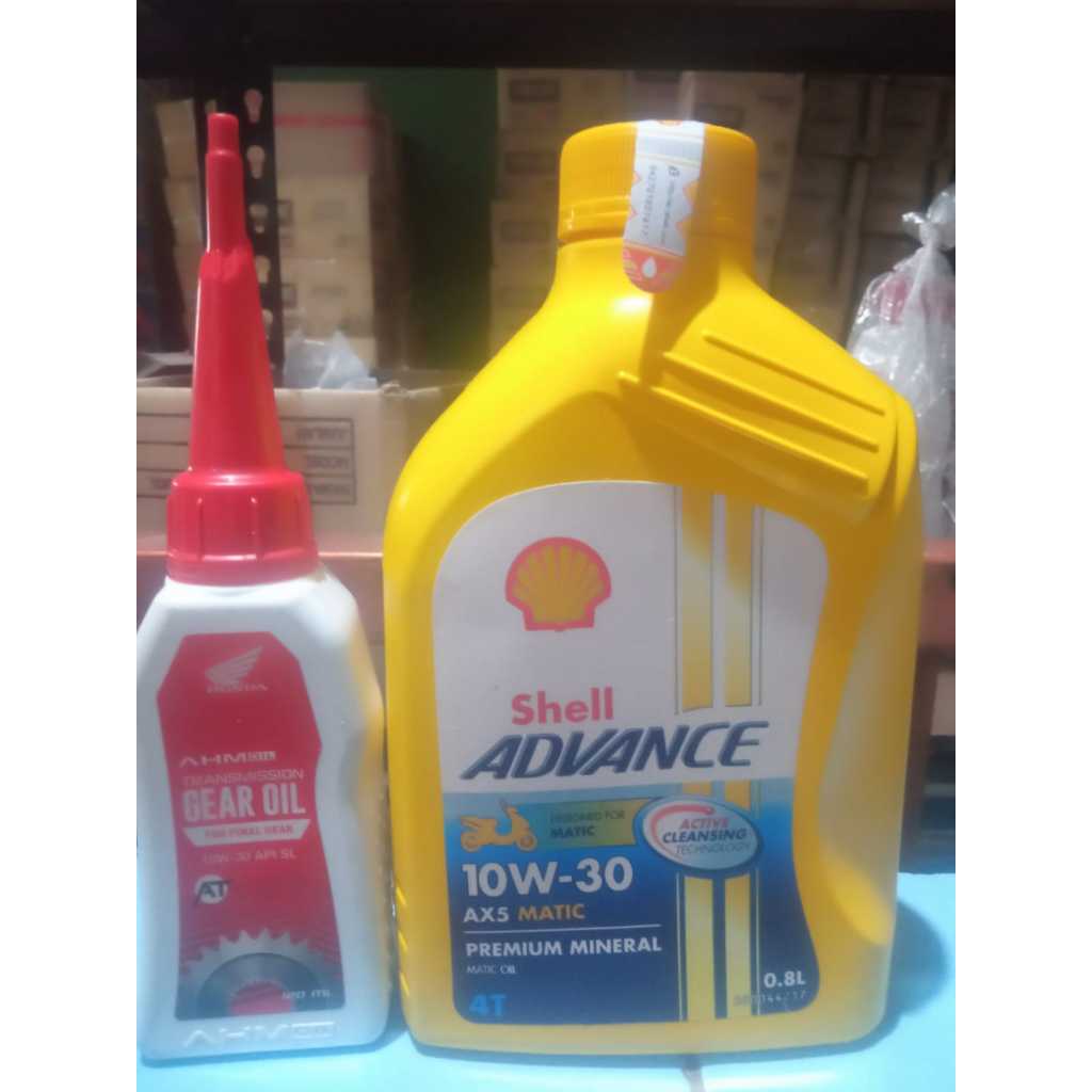Jual Jual PAKET Pelumas oli Shell ADVANCE 10W-30 AX5 MATIC 800ML + GARDAN OLI AHM GEAR 120ML ...