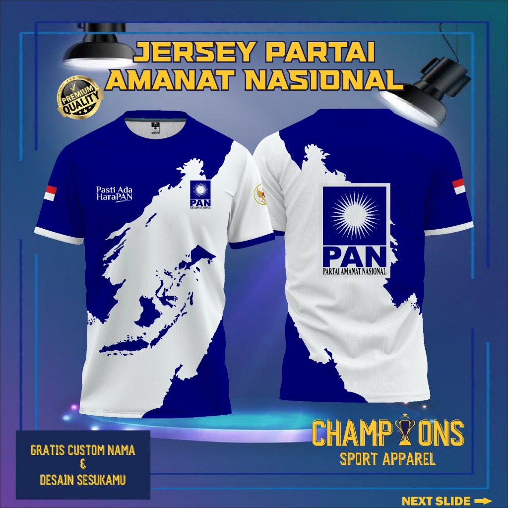 Jual Baju Jersey PARTAI PAN 2024 Unisex, Bisa Custom Nama, Tulisan dan ...