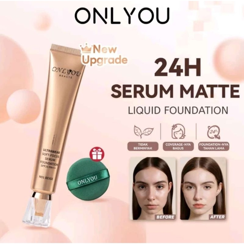 Jual ONLYOU Foundation 24H Jam Tahan Lama UltraWear Soft-focus serum ...