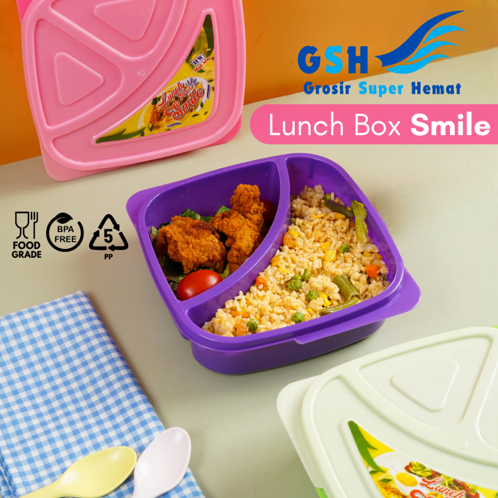 Jual GSH - Lunch Box Smile 2 Sekat High Way Kotak Makan Anti Tumpah ...