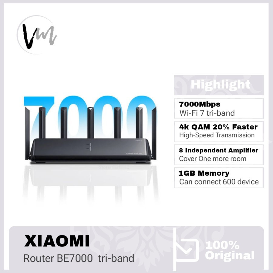 Jual Xiaomi Router BE7000 Tri-Band WiFi 7 Repeater Mesh 1GB USB 3.0 ...