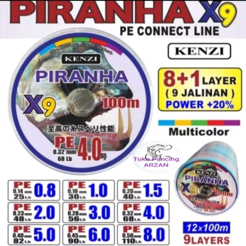 Jual Senar PE Kenzi PIRANHA X9 100 meter | Shopee Indonesia