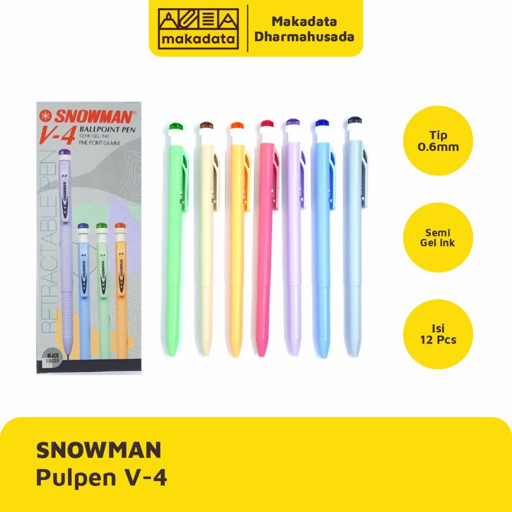 Jual BALLPOINT | BOLPEN | PULPEN SNOWMAN V4 0.6MM(12 PCS) | Shopee Indonesia