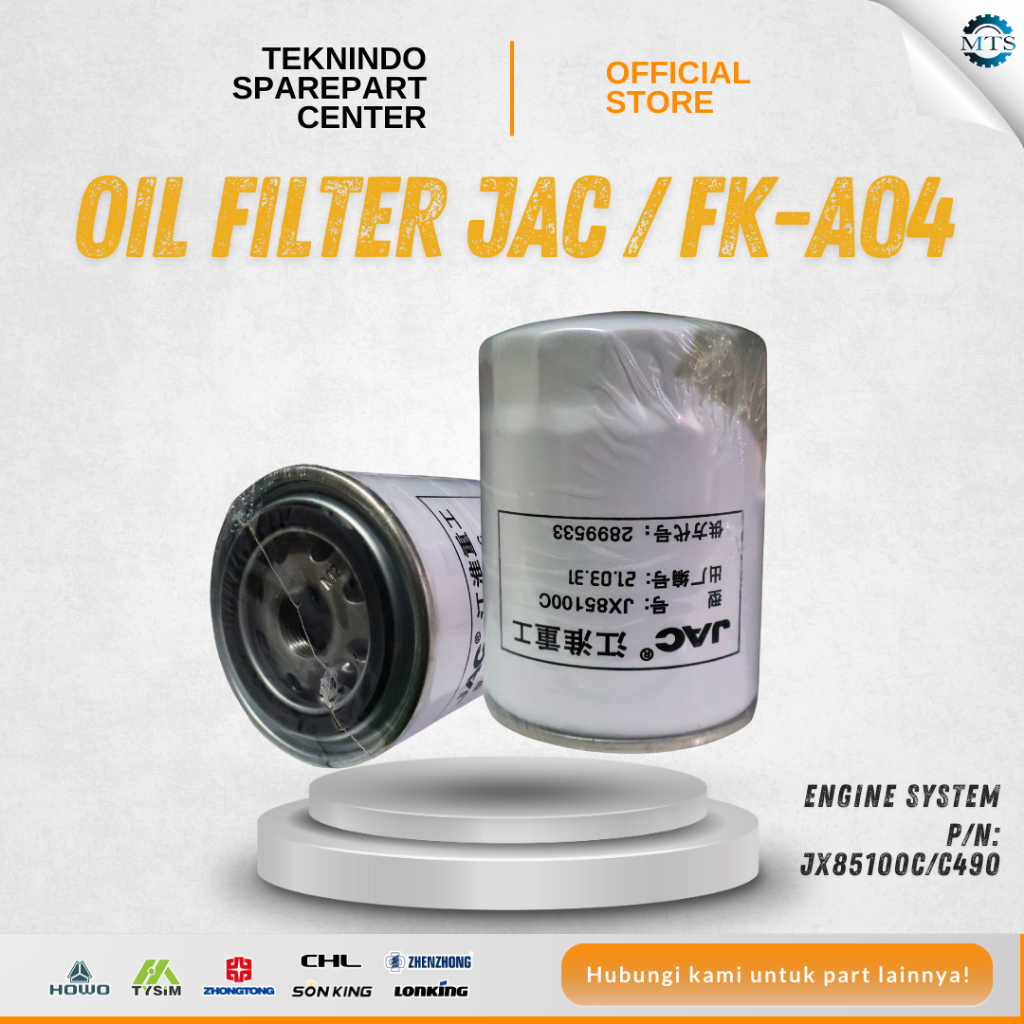 Jual OIL FILTER JAC / FK-A04 | JX85100C/C490 | Type Model: SONKING-JAC ...